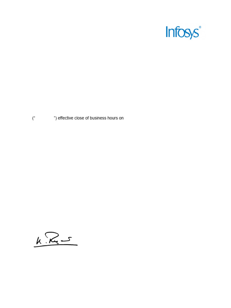 Infosys Relieving Letter for Employee | PDF