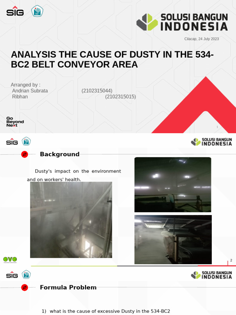 Analysis The Cause of Dusty in The 534-Bc2 Belt Conveyor Area | PDF