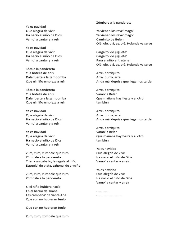 Letra Ya Es Navidad | PDF