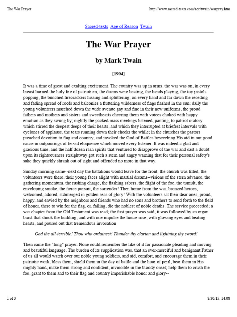 The War Prayer | PDF | Prayer