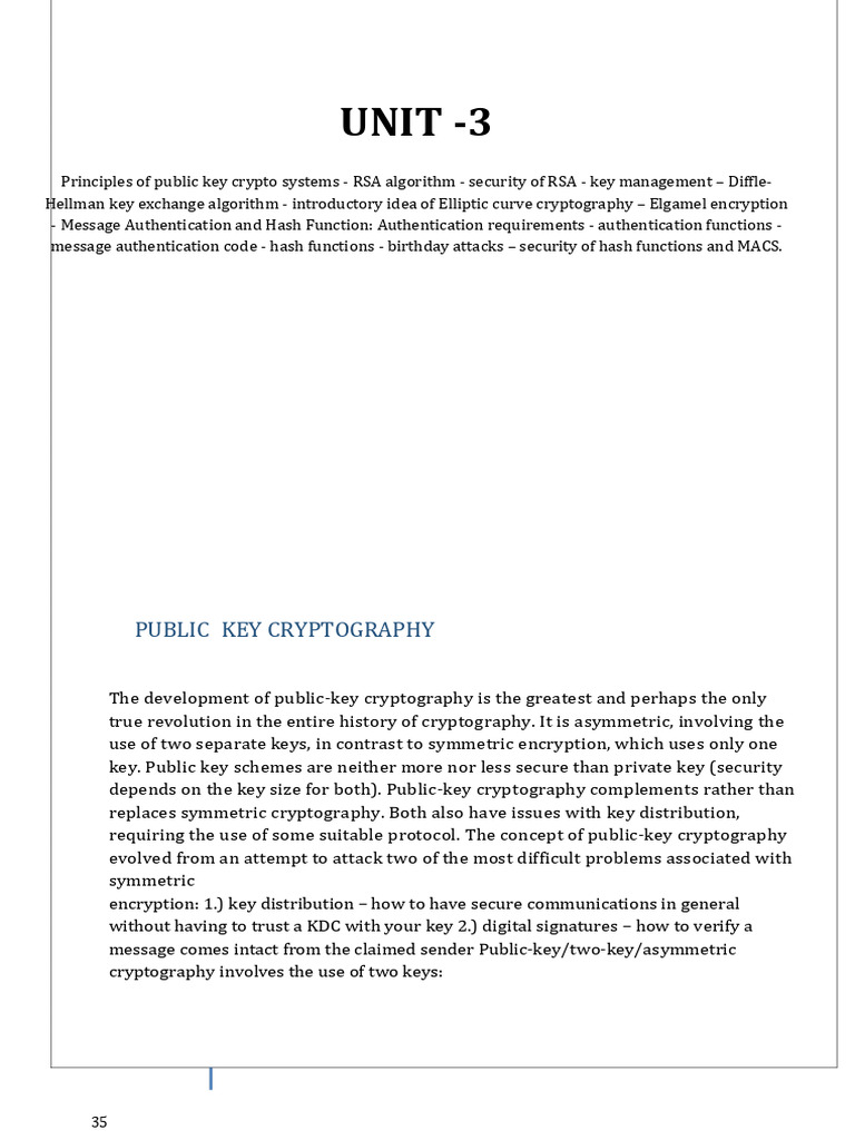 Cryptography Notes UNIT 3 | PDF | Public Key Cryptography | Key ...