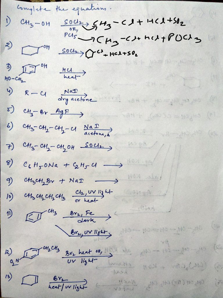 Imp Complete The Equations - Organic Chemistry | PDF