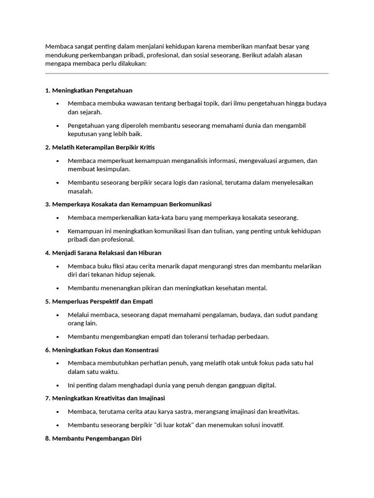 Pentingnya Membaca | PDF