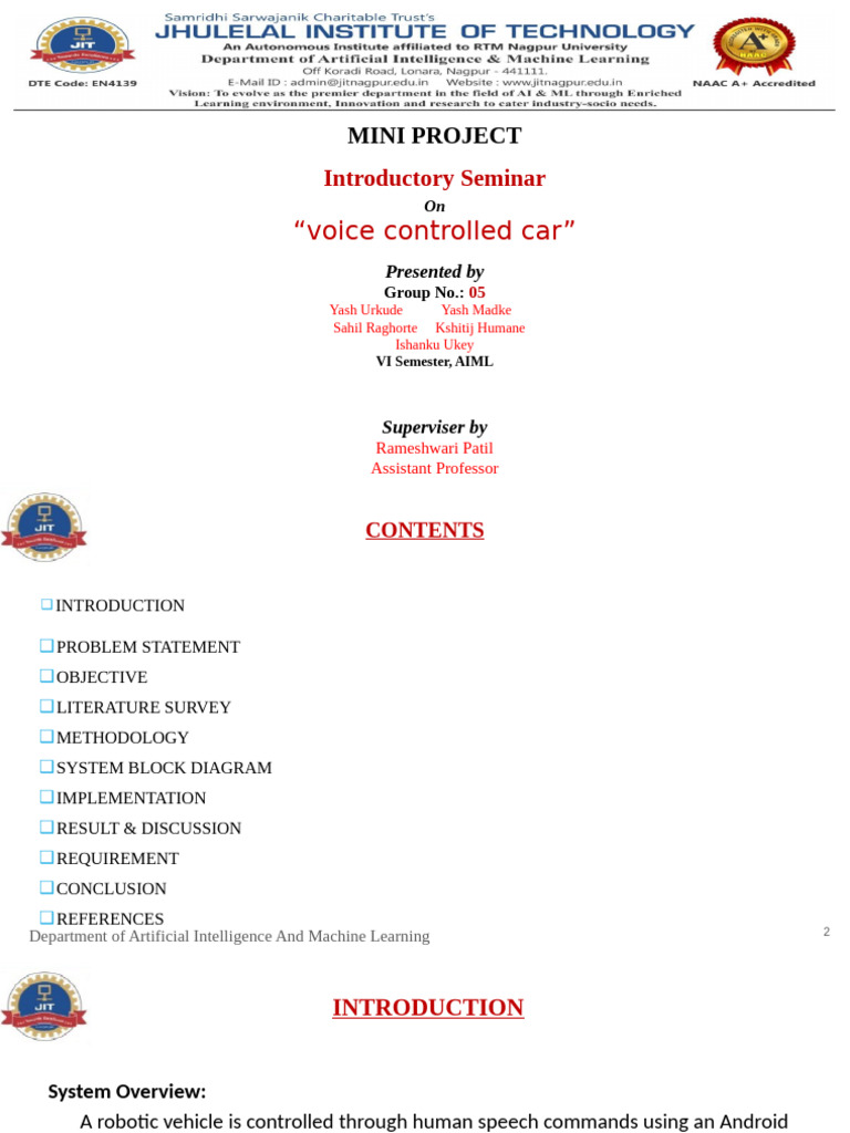 Progress Seminar (Format) - AIML | PDF | Speech Recognition | Arduino