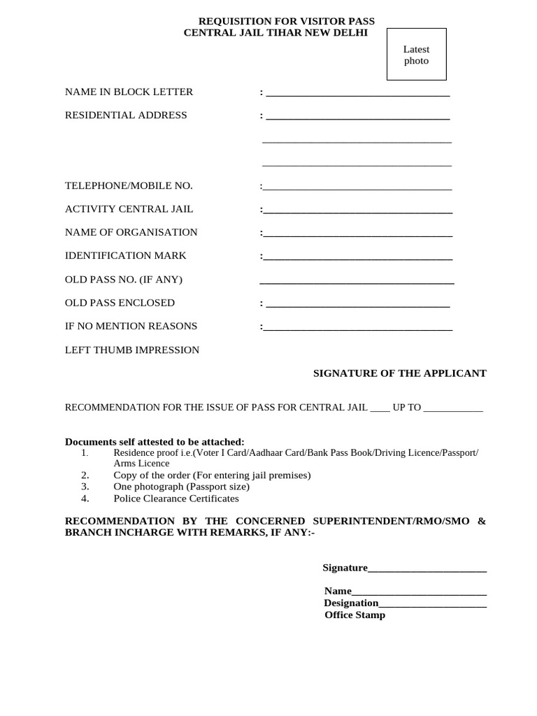 VISITOR PASS FORM | PDF | Identity Document | Access Control