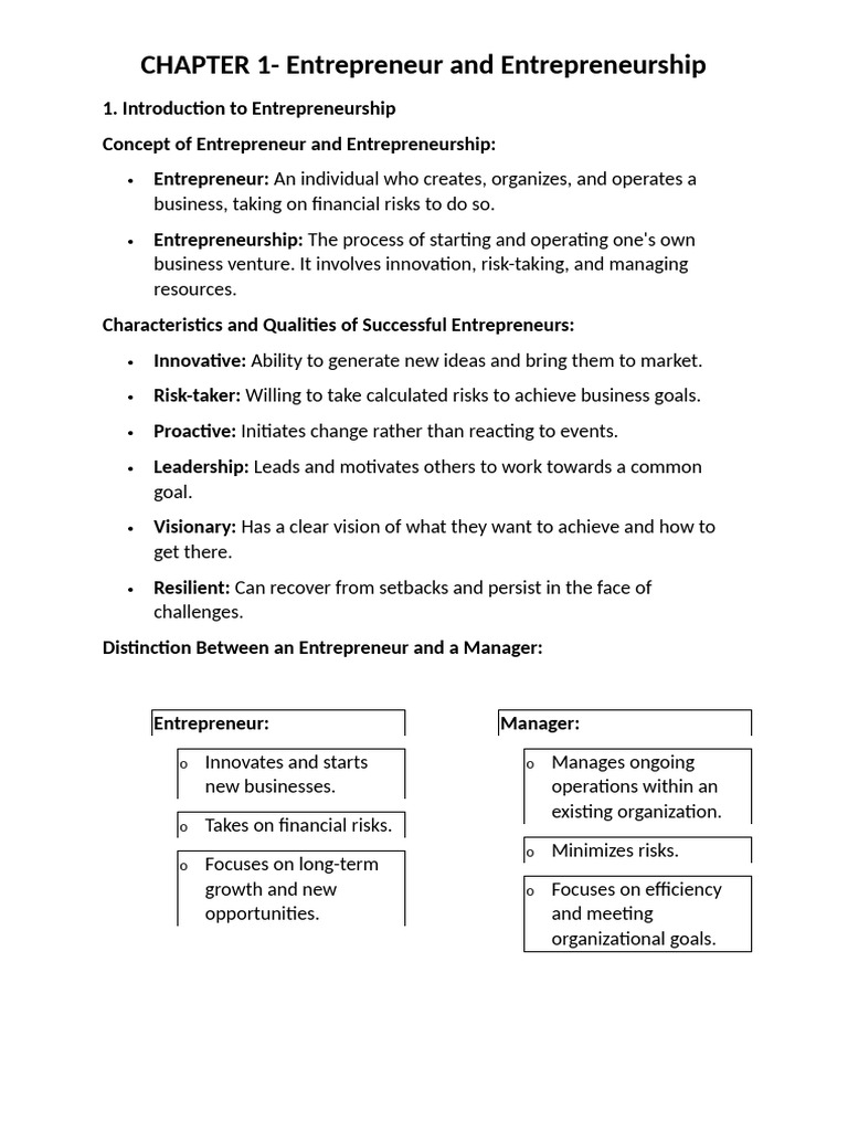 CP - 1 Entrepreneur and Entrepreneurship | PDF | Entrepreneurship ...