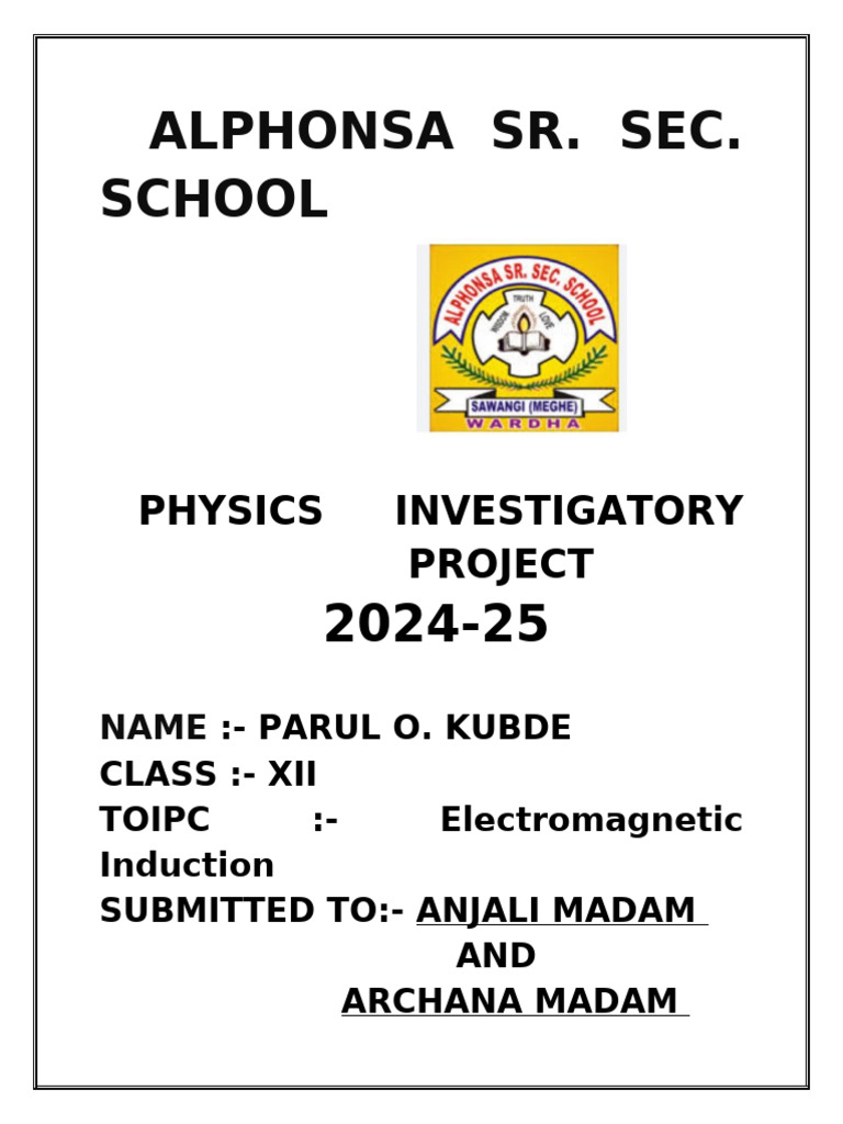 physics project 12th | PDF | Electromagnetic Induction | Magnetic Field