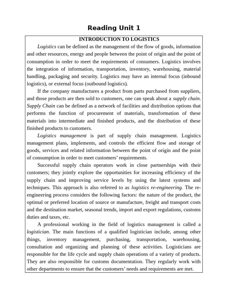 Reading Unit 1 | PDF