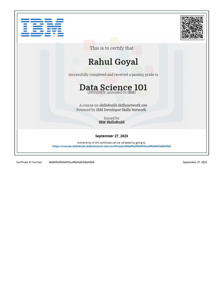 IBM DS0101EN Certificate _ IBM SkillsBuild | PDF IBM DS0101EN Certificate _ IBM SkillsBuild | PDF