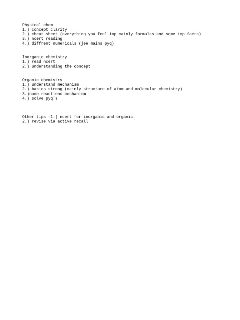 JEE Chemistry Study Guide | PDF