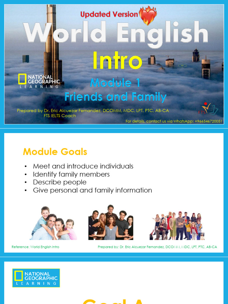 World English Intro Module 1 Friends and Family | PDF | Grandparent | Verb