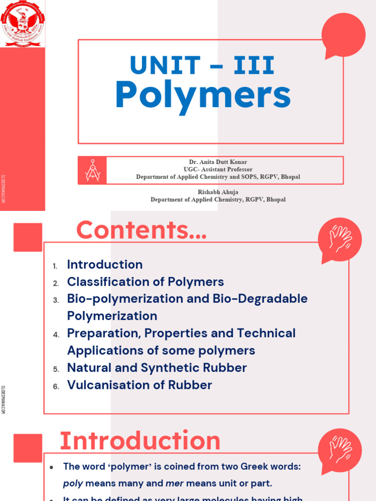 Polymers - Unit III | PDF | Polymers | Polyester