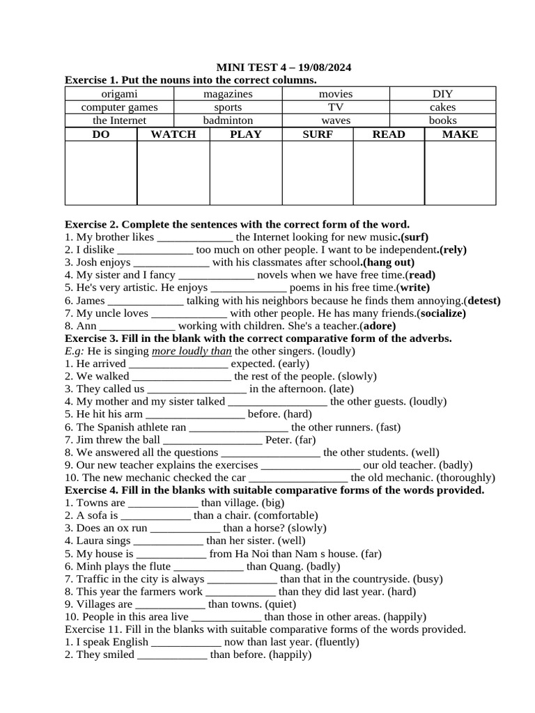 Mini Test 4 | PDF | Adolescence | Stress (Biology)