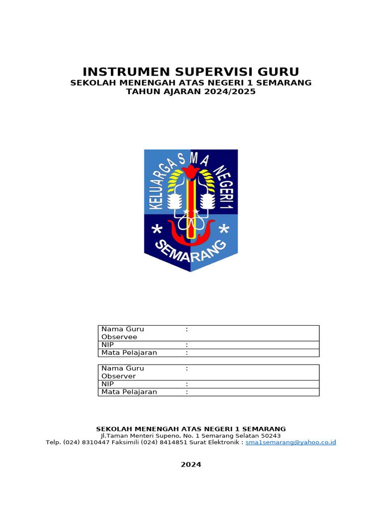 INSTRUMEN SUPERVISI GURU LENGKAP | PDF