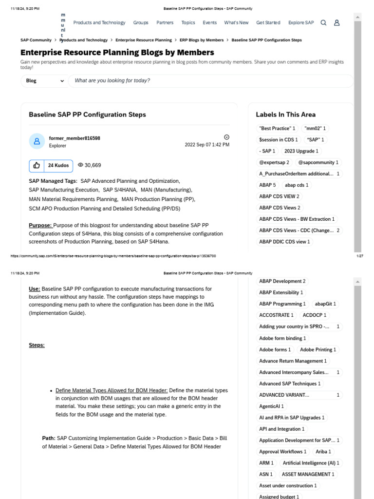 Baseline SAP PP Configuration Steps | PDF | Enterprise Resource Planning | Parameter (Computer ...