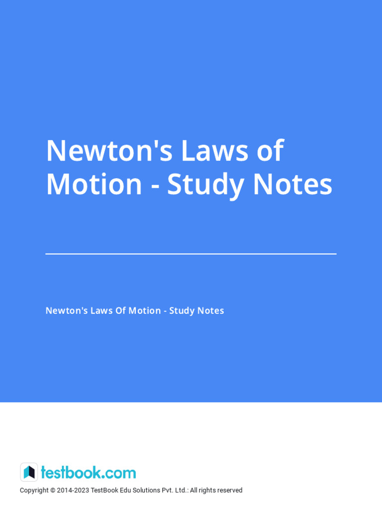 Newton's Laws of Motion - Study Notes | PDF | Force | Newton's Laws Of ...