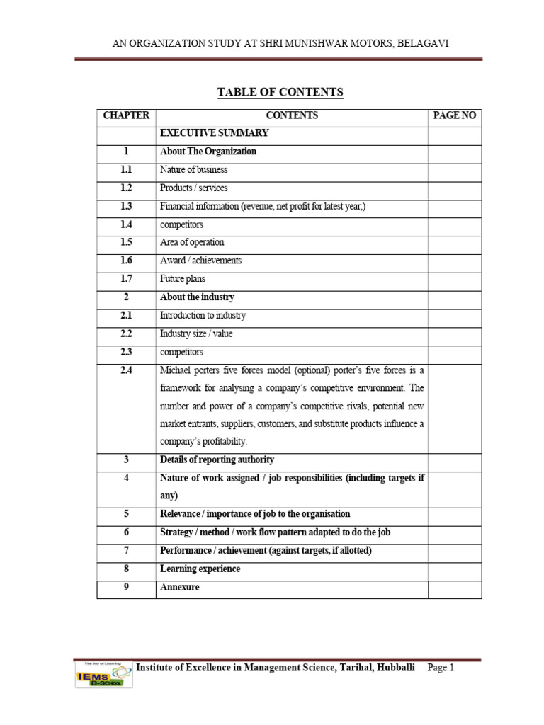 Internship Report: Shri Munishwar Motors | PDF | Business Economics ...