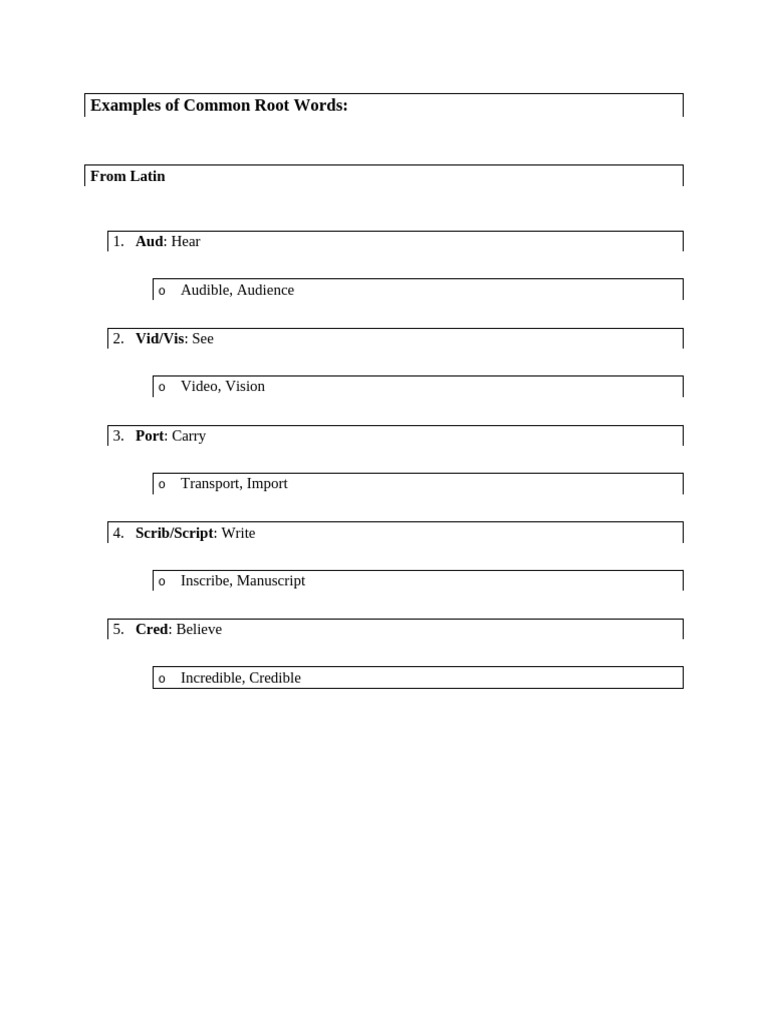 Root Words | PDF