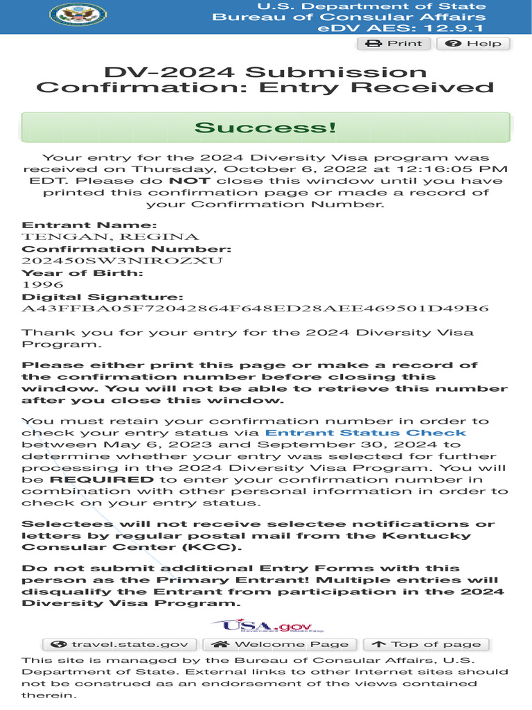 Electronic Diversity Visa Program | PDF