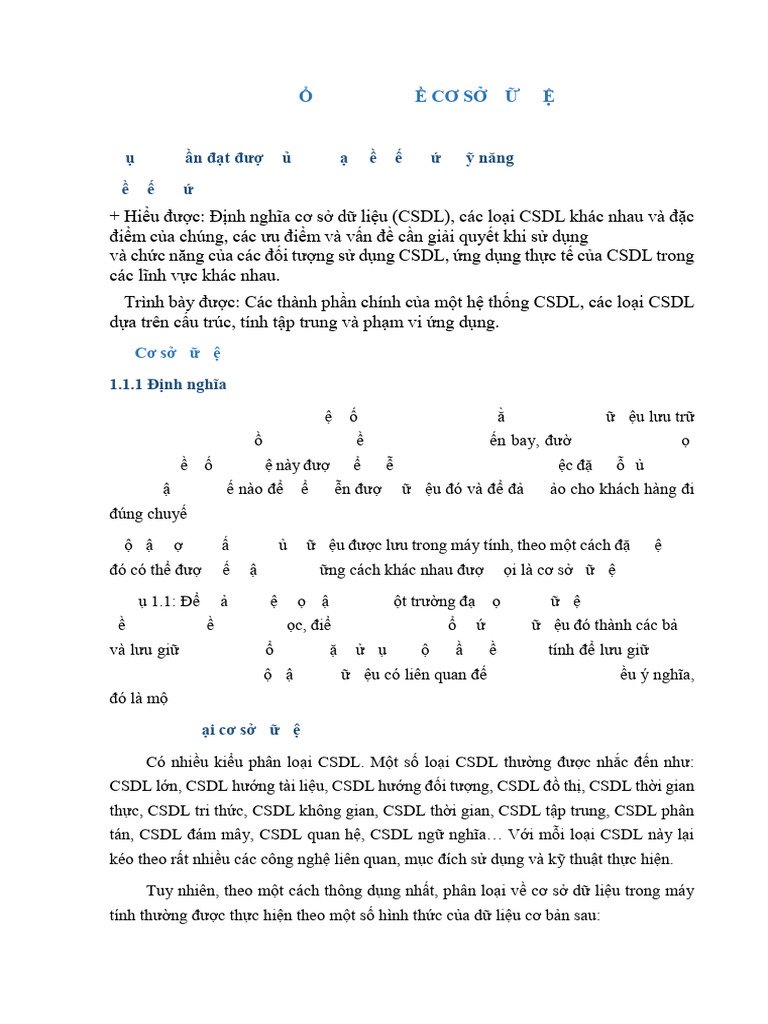 Bài 1. Tổng quan về CSDL TL | PDF