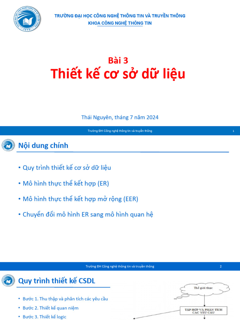 Bài 3. Thiết kế CSDL Slide | PDF