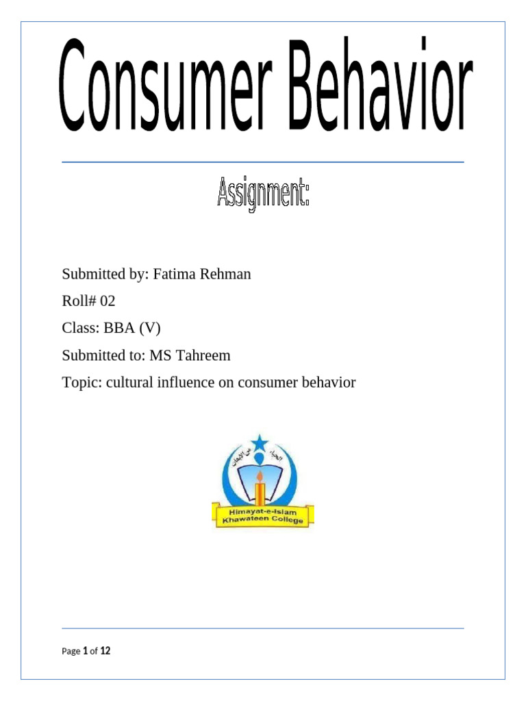 Cultural Influence on Consumer Behavior | PDF | Behavior | Rituals