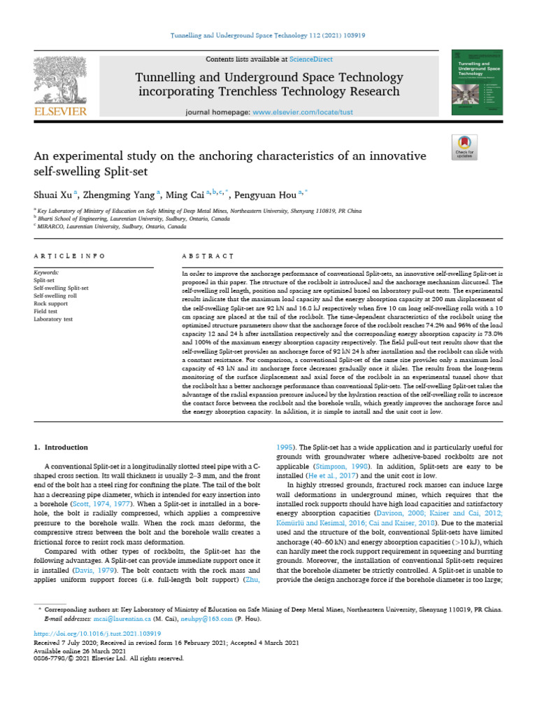 An Experimental Study On The Anchoring Characteristics of An Innovative ...