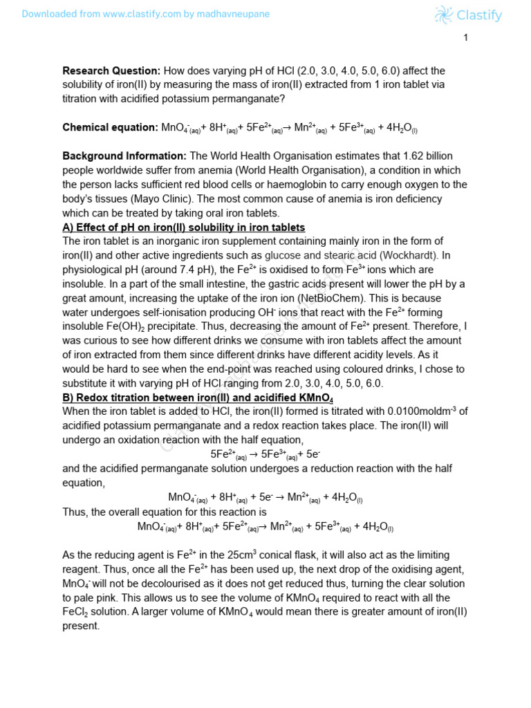 How Does Varying PH of HCL (2.0, 3.0, 4.0, 5.0, 6.0) Affect The ...