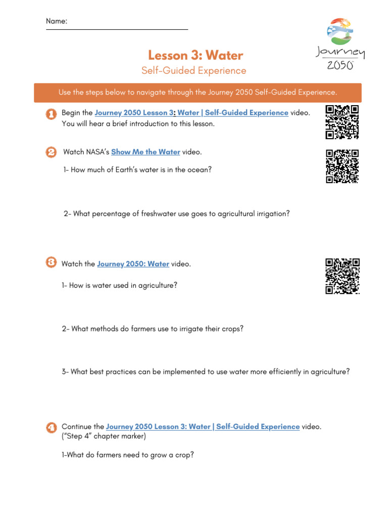 J2050 Lesson 3 Self Guided Handout | PDF | Agriculture | Water