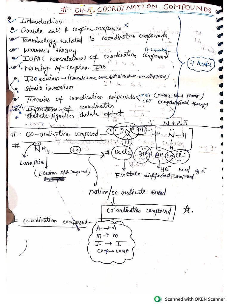 Ch-5 Coordination Compounds Complete Notes | PDF