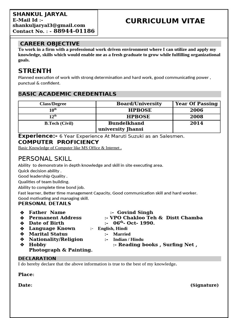 CV of Shankul Jaryal | PDF