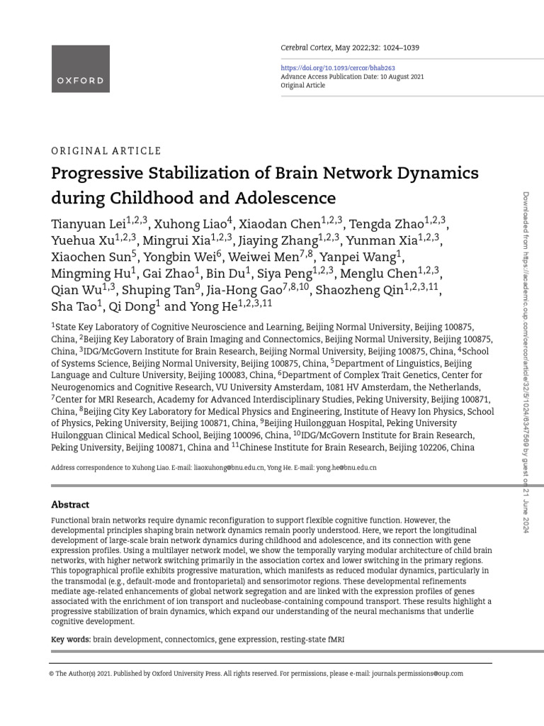 Lei 等 - 2022 - Progressive Stabilization of Brain Network Dynamics ...