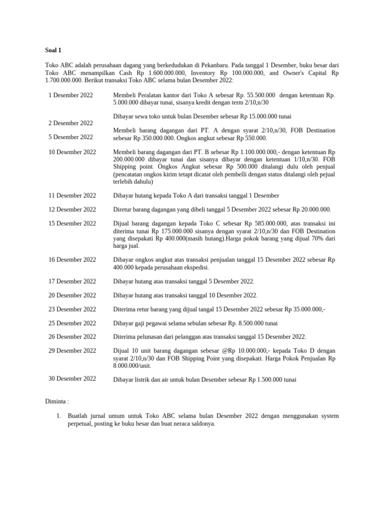 Soal Perusahaan Dagang 1-1 | PDF