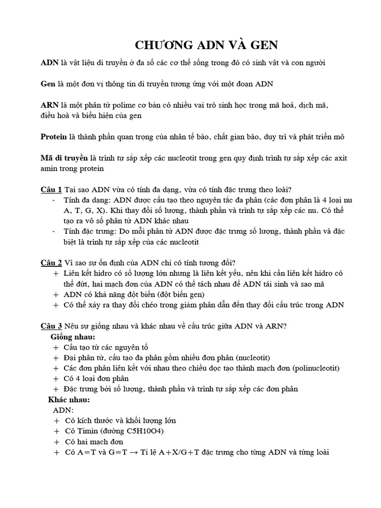 Chương ADN Và Gen | PDF