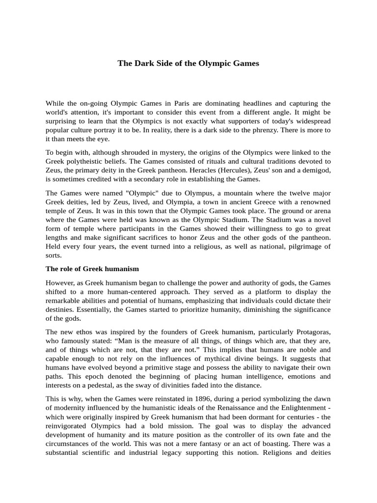 Olympic Games | PDF | Deities | Greek Mythology