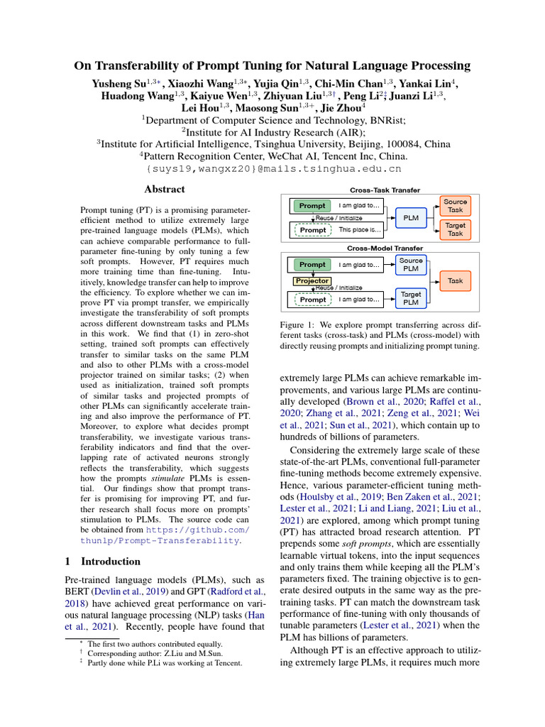 On Transferability of Prompt Tuning for Natural Language Processing | PDF | Product Lifecycle ...