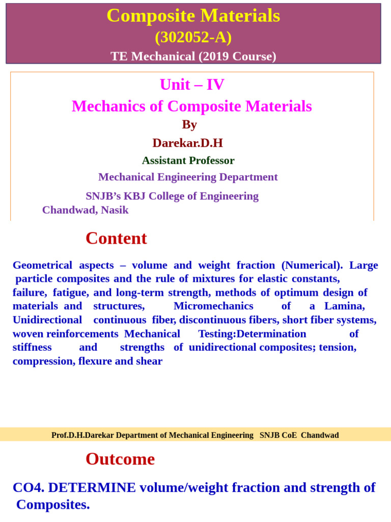 Unit 4 Mechanics of Composite Materials | PDF | Strength Of Materials | Composite Material