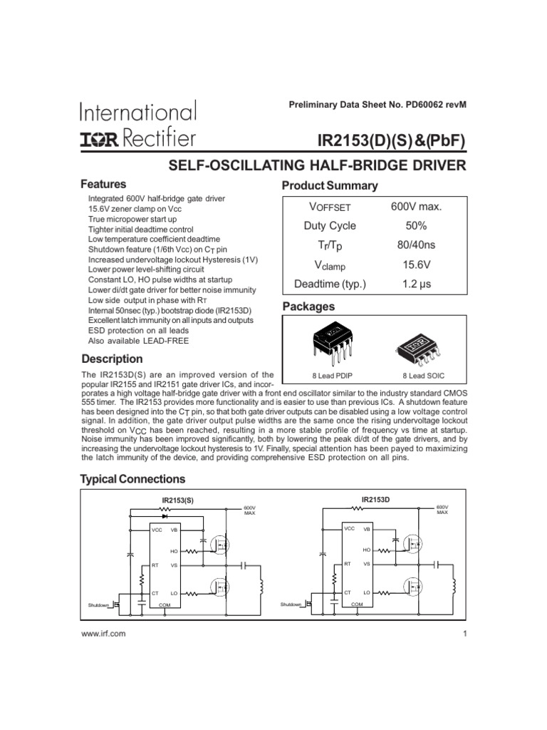 IR2153 | PDF | Electronic Engineering | Computer Engineering