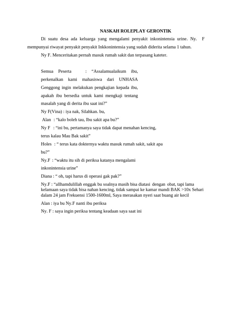 Naskah Roleplay Gerontik | PDF