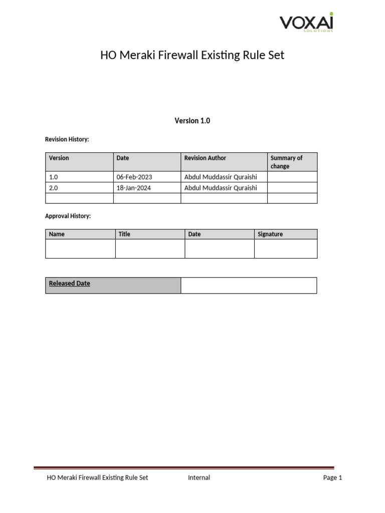Meraki Firewall Rule Set 2.0 | PDF
