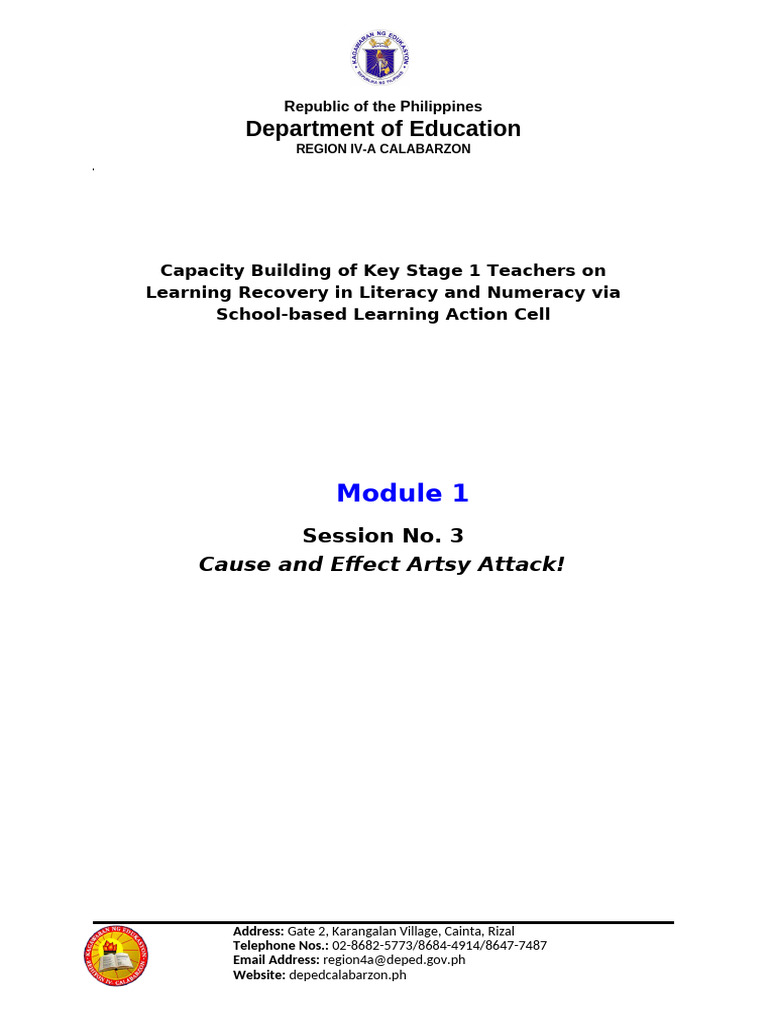 SG_Module 1 Session 3 | PDF | Lesson Plan | Learning