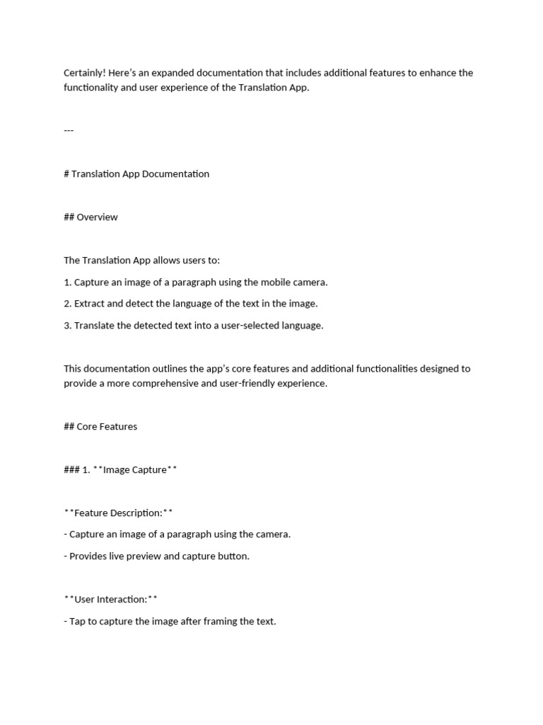 Translation App Documentation | PDF | Speech Synthesis | Mobile App