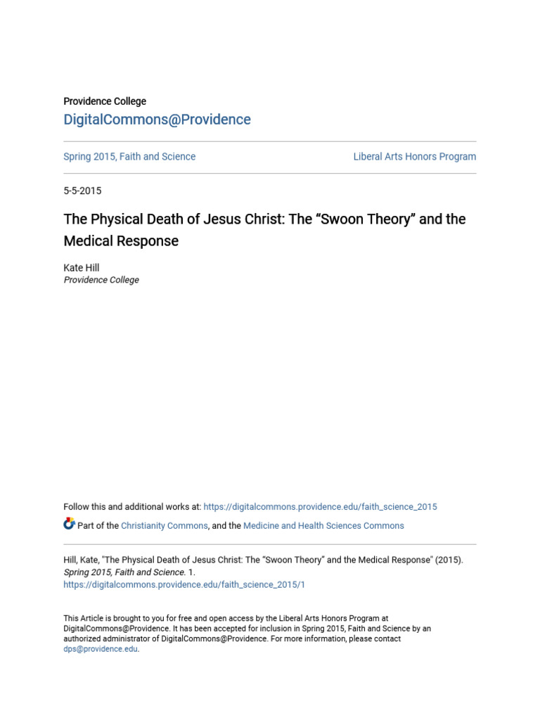 The Physical Death of Jesus Christ - The - Swoon Theory - and The Me ...