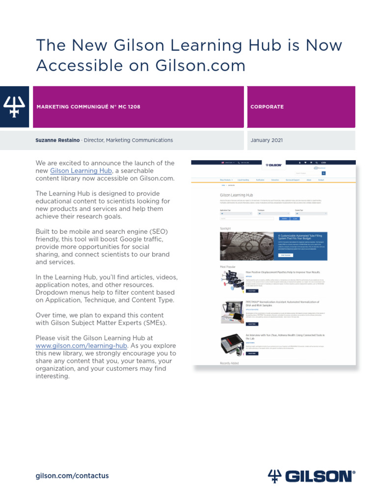 MC 1208 - Introducing The Gilson Learning Hub | PDF