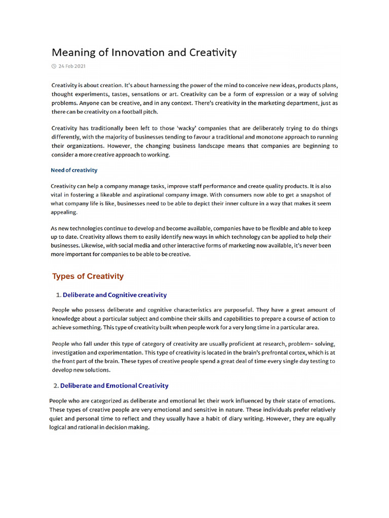 Innovation MBA 3 SEM UNIT-1 | PDF