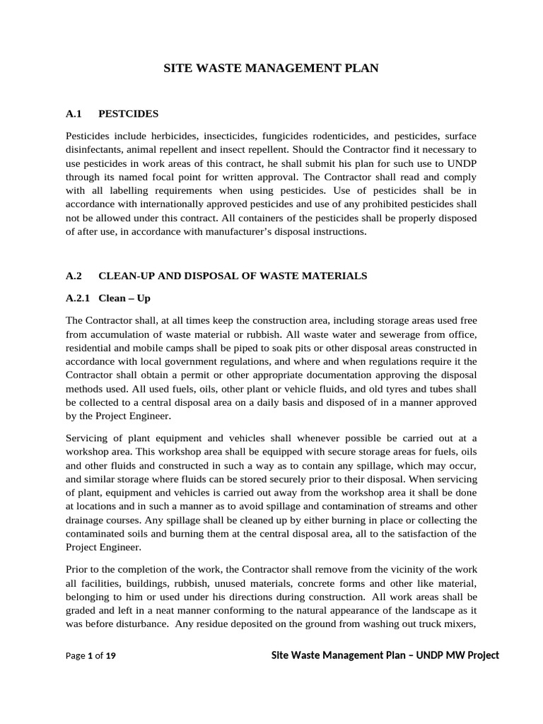 Waste Management Plan | PDF | Waste | Waste Management