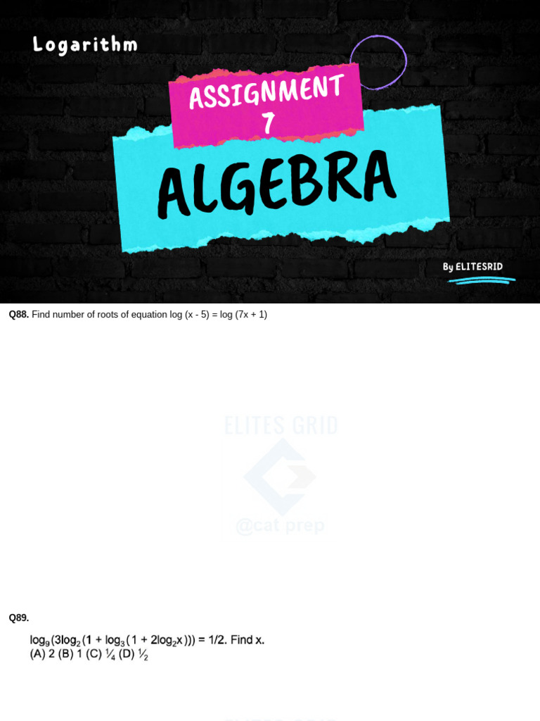 ALGEBRA ASSIGNMENT 7 (Logarithm ) (1) - Compressed | PDF