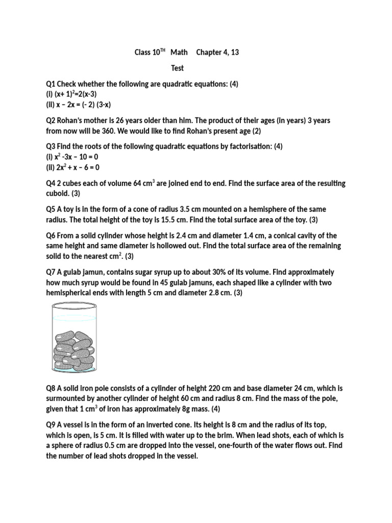 Class 10TH Math Chapter 4 Test | PDF