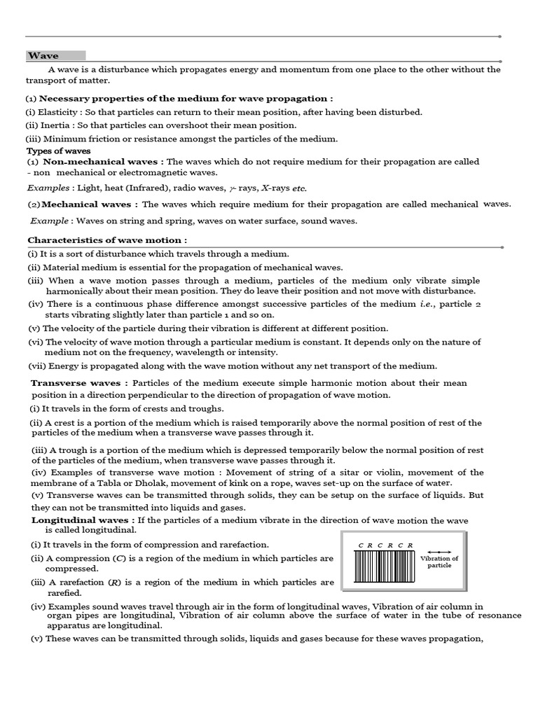 Chapter# 08 Part II Golden Points | PDF | Waves | Sound