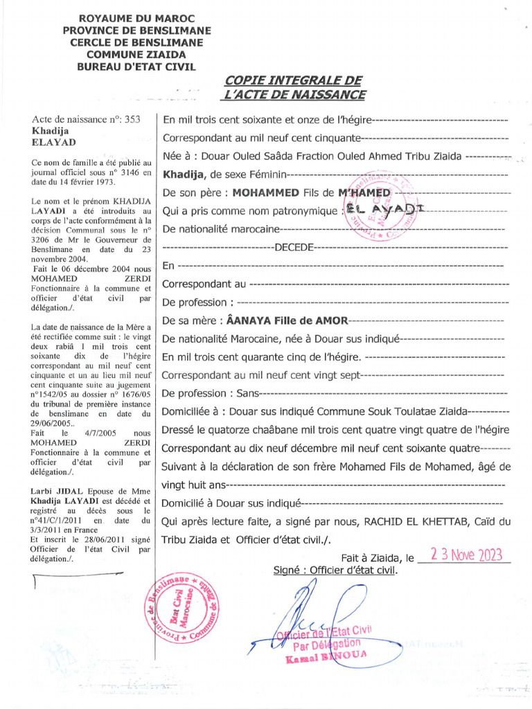 Extrait Integral Acte de Naissance | PDF